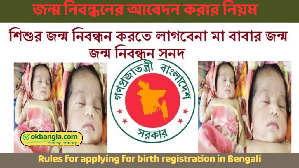 জন্ম নিবন্ধনের আবেদন করার নিয়ম, Birth registration in bangla